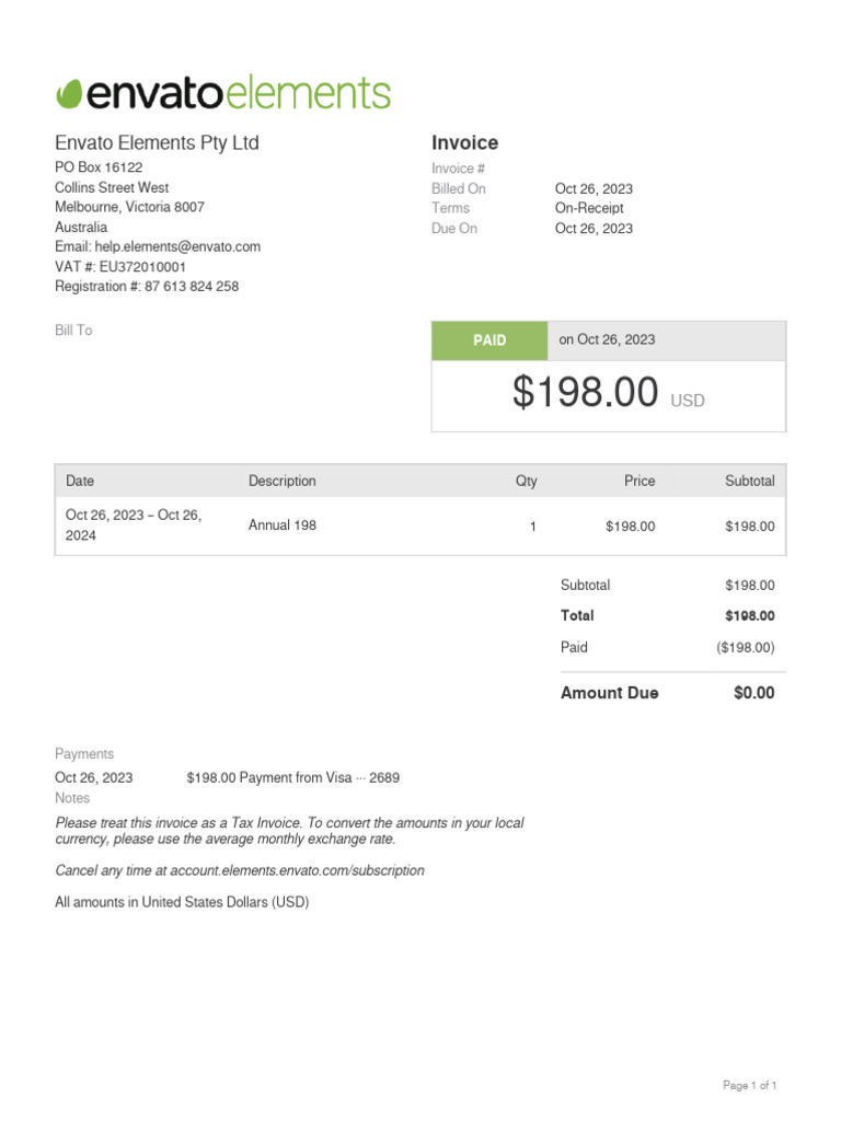 Hoá Đơn Envato | PDF