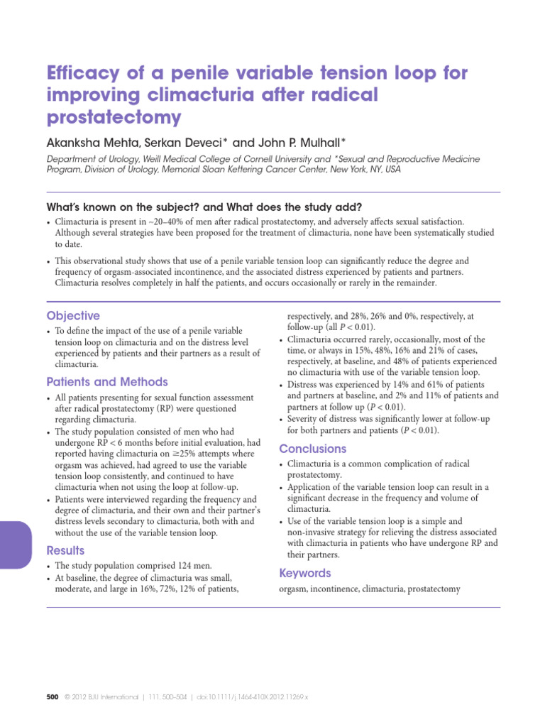 4º - Efficacy of A Penile Variable Tension Loop For Improving ...