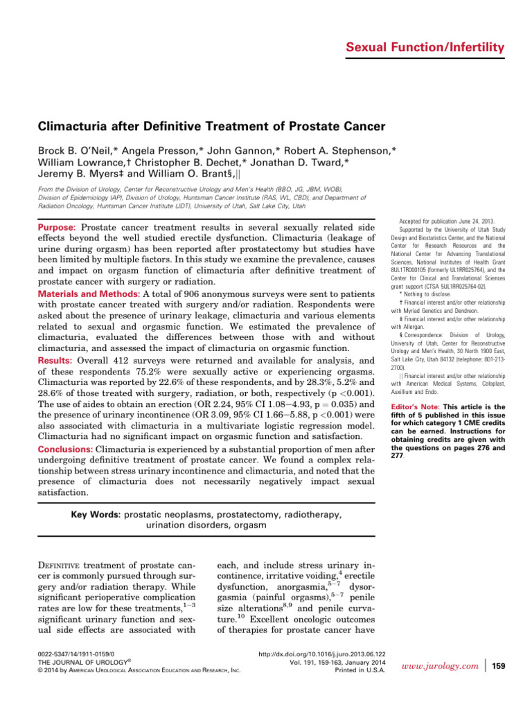 5º - Climacturia After Definitive Treatment of Prostate Cancer | PDF ...