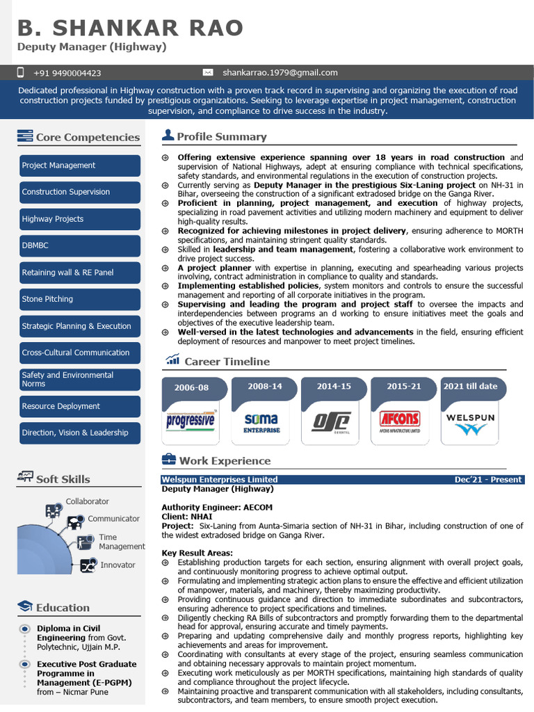 Resume - B Shankar Rao | PDF | Regulatory Compliance | Project Management