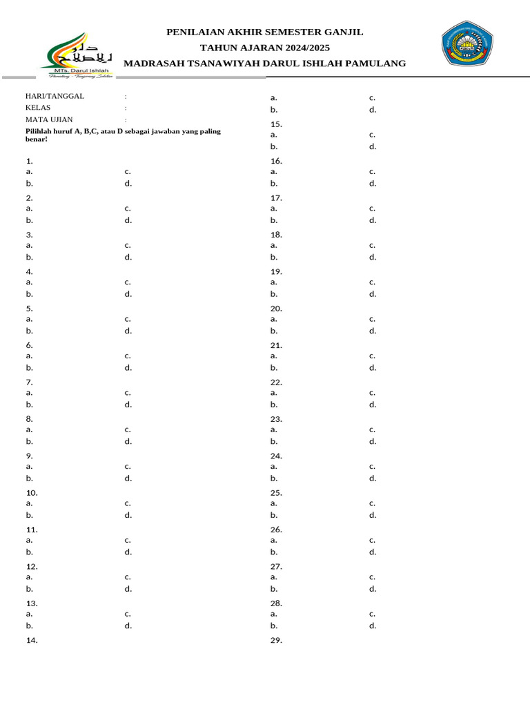 Format Pas Mts PG 2024 2025 | PDF