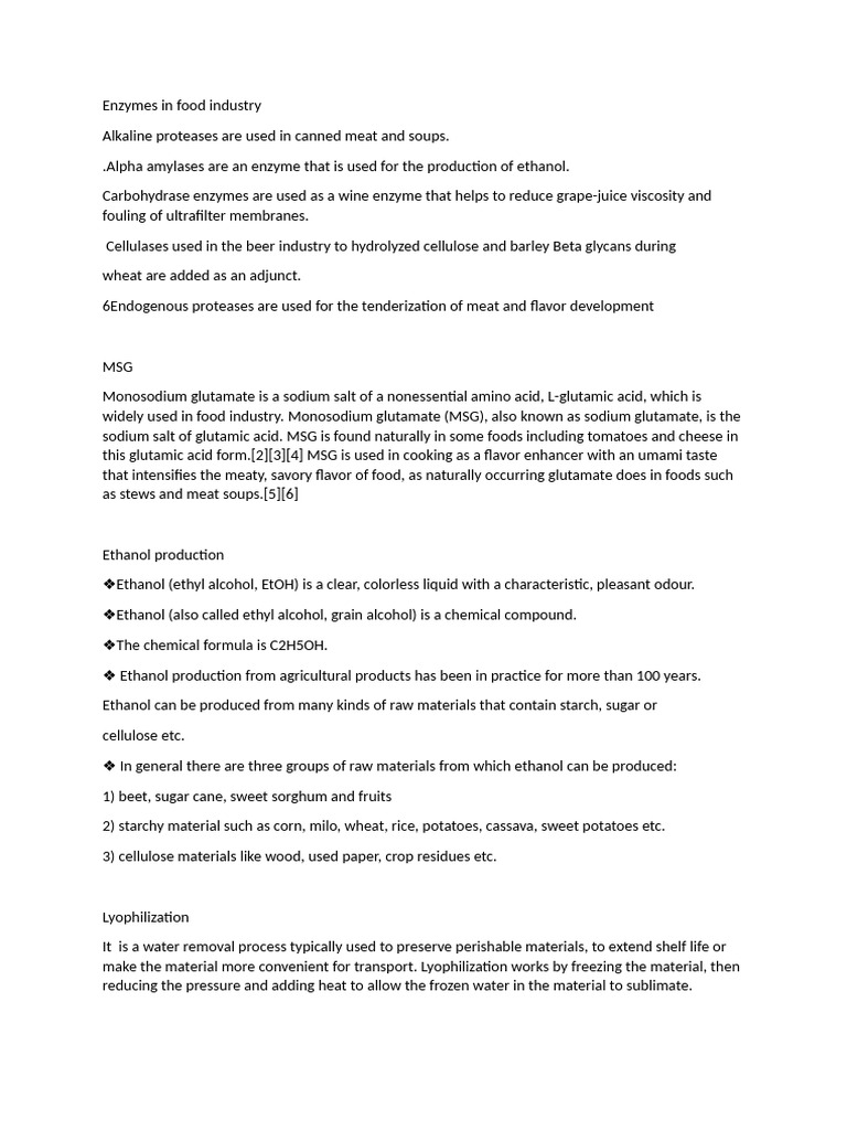 Enzymes and Fermentation in Food Production | PDF | Fermentation ...