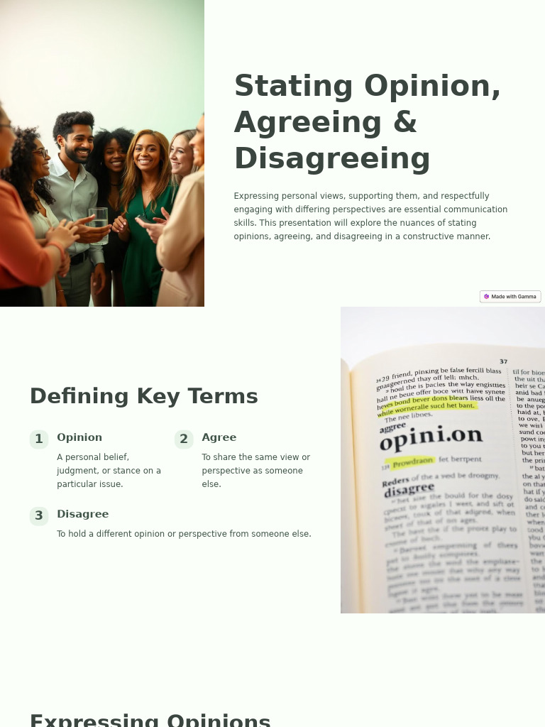 Stating Opinion Agreeing and Disagreeing | PDF | Opinion | Communication