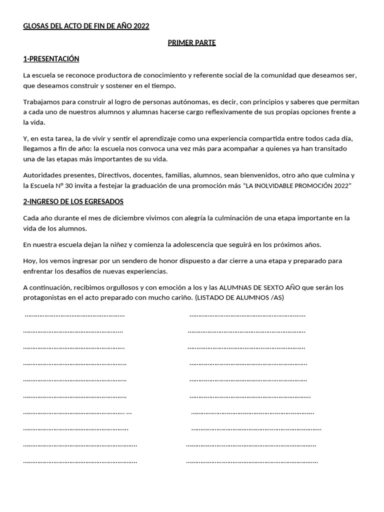 Acto Protocolar Diciembre 2022 | PDF | Amor