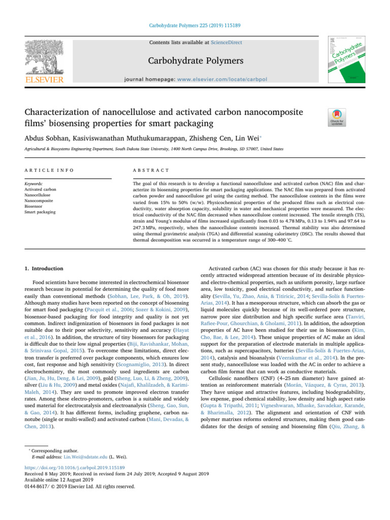 1 s2.0 S0144861719308562 Main | PDF | Scanning Electron Microscope ...