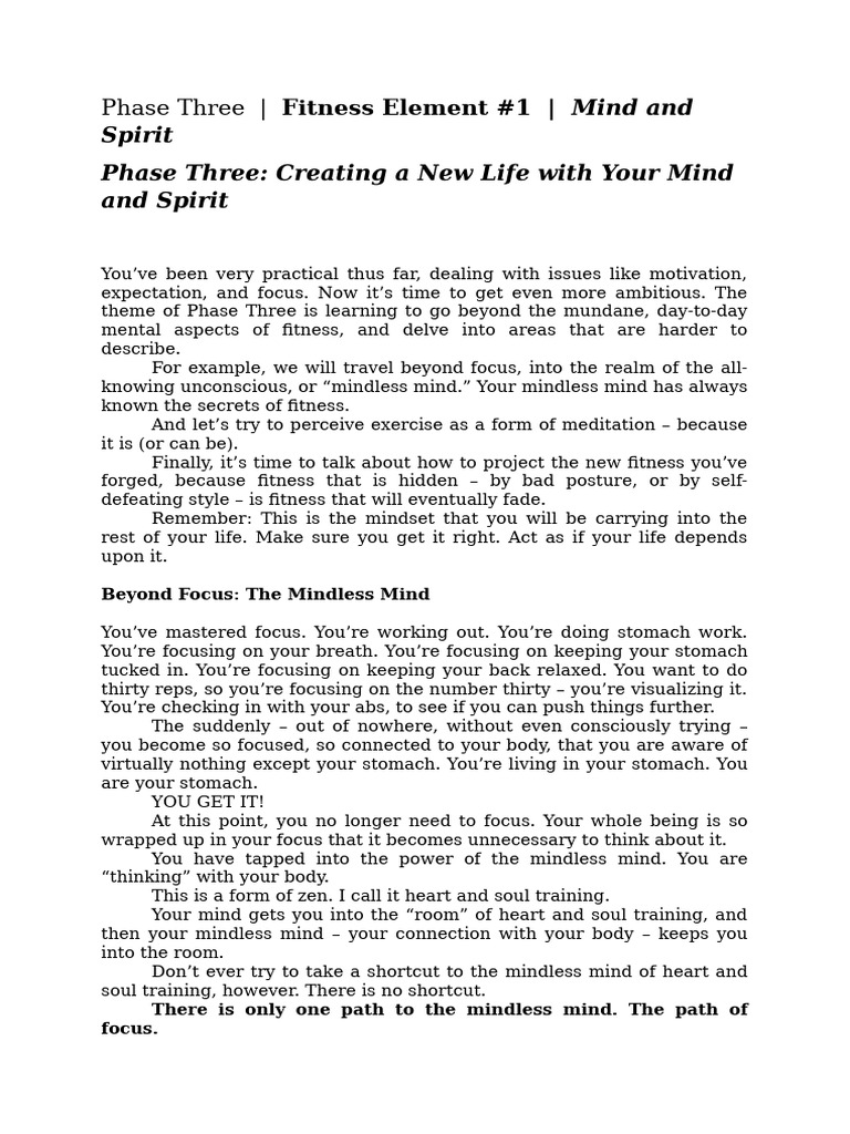 Phase Three - Mind and Spirit | PDF | Perfectionism (Psychology) | Mind