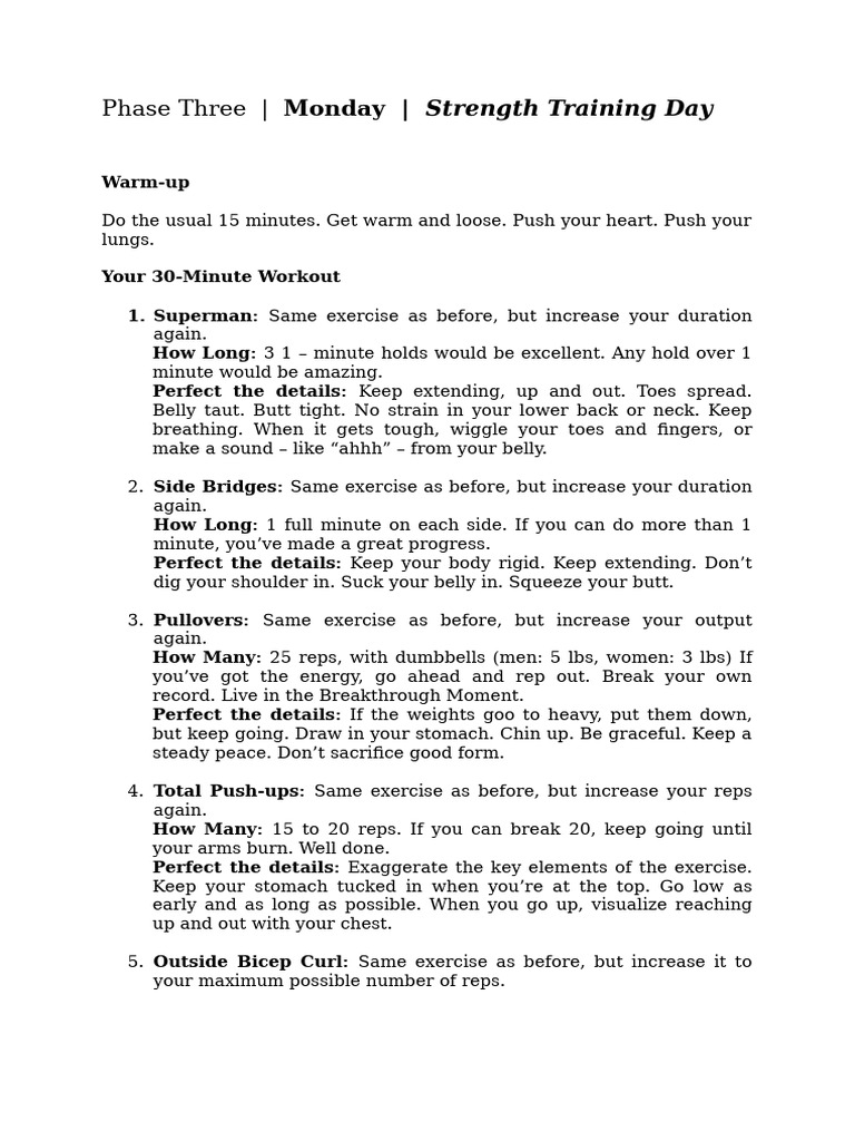 Phase Three - Strength Training | PDF