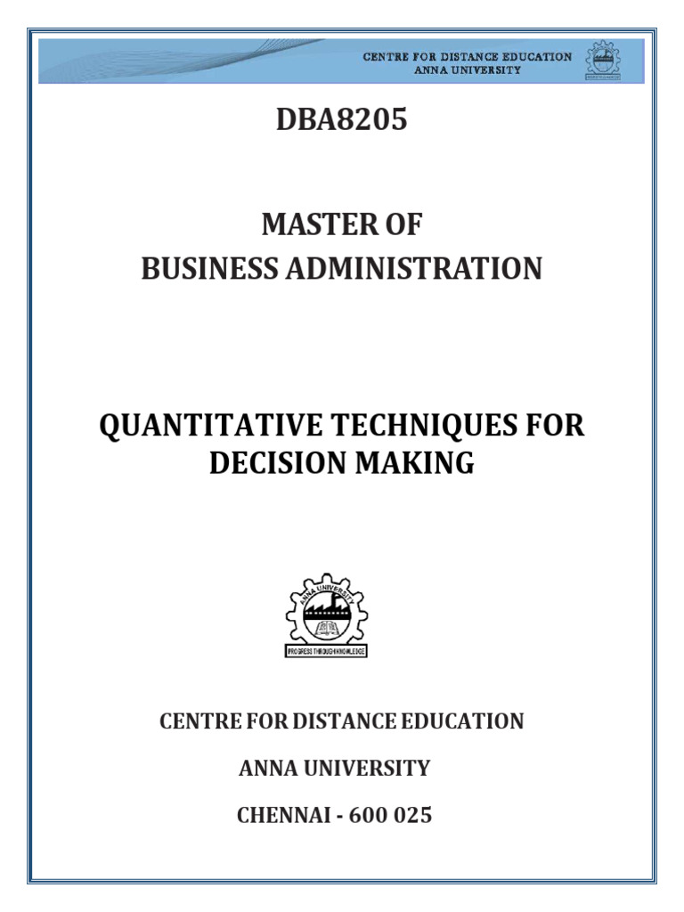 Quantitative Techniques For Decision Making | PDF | Metaheuristic ...