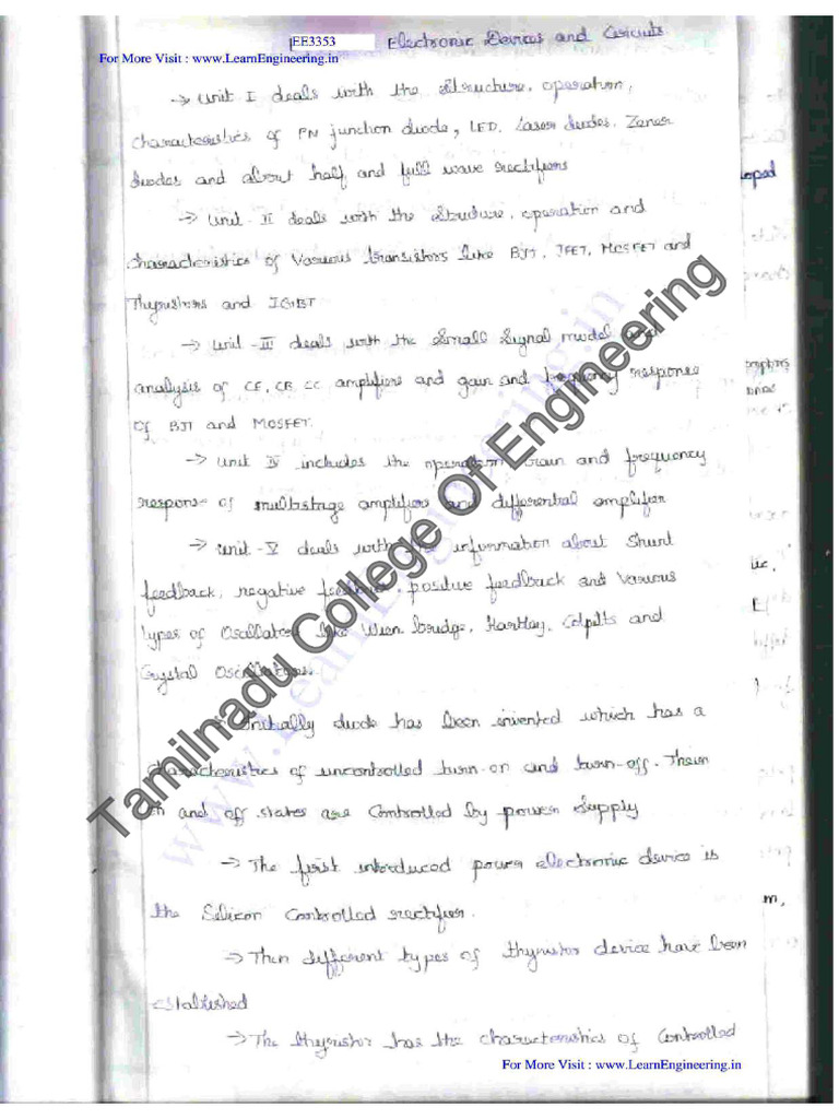 Electron Devices and Circuits Handwritten Notes 2 | PDF