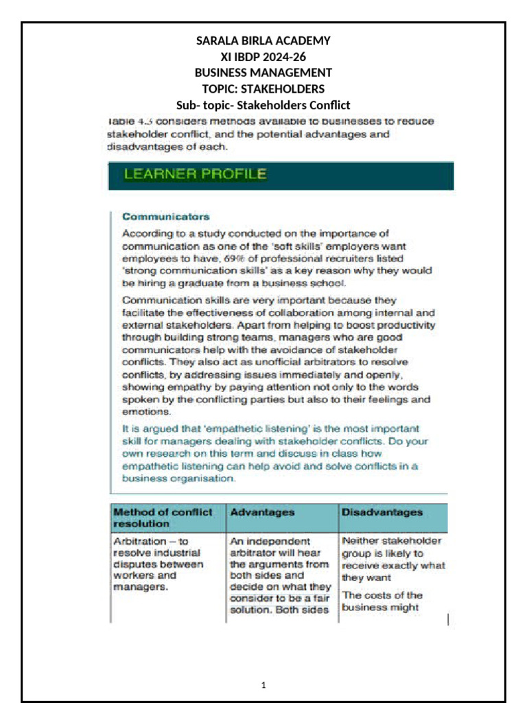 Notes On Stakeholders Conflict | PDF