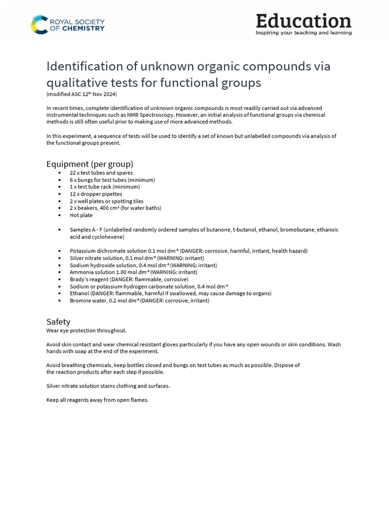 Expt 6 - Identification of Unknown Organic Compounds | PDF | Aldehyde ...