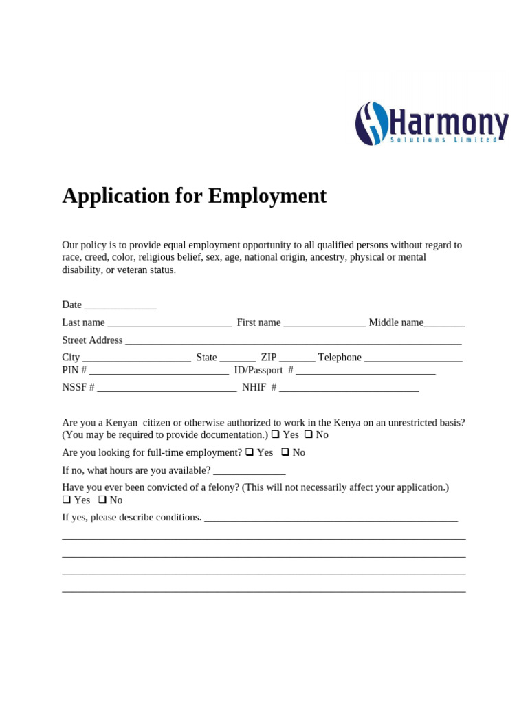 harmony long term application | PDF | Employment | Justice