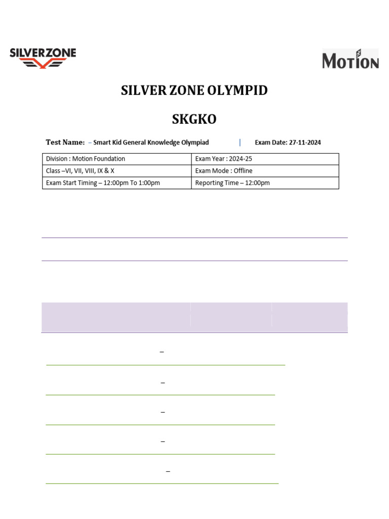Silver Zone Exam (SKGKO) Updated Notice | PDF | Science | Liberal Arts ...
