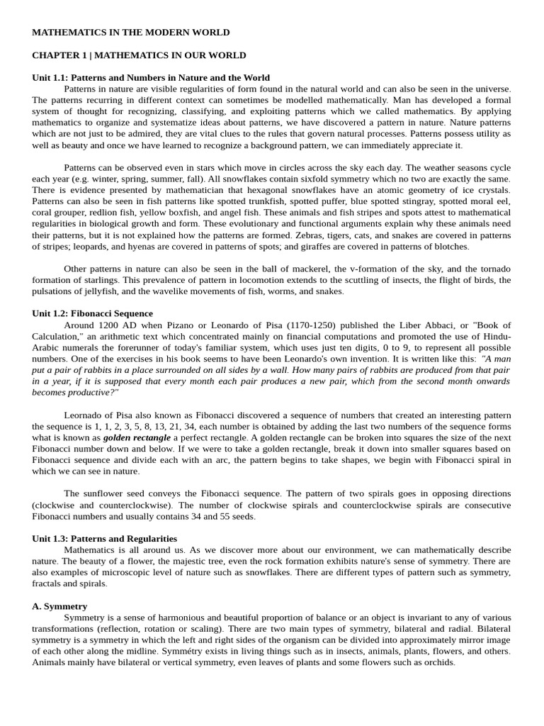 Handout | PDF | Mathematics | Symmetry