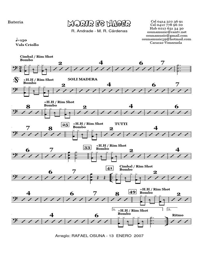 Bateria Mor Es Nacer - Sib | PDF | Musical Instruments | Drumming