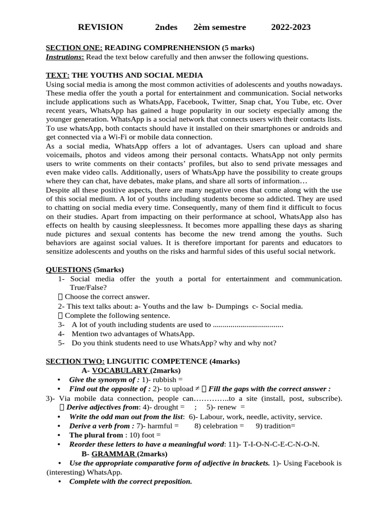 2ème DEVOIR APC SECONDES EN PDF | PDF | Social Media | Popular Culture & Media Studies