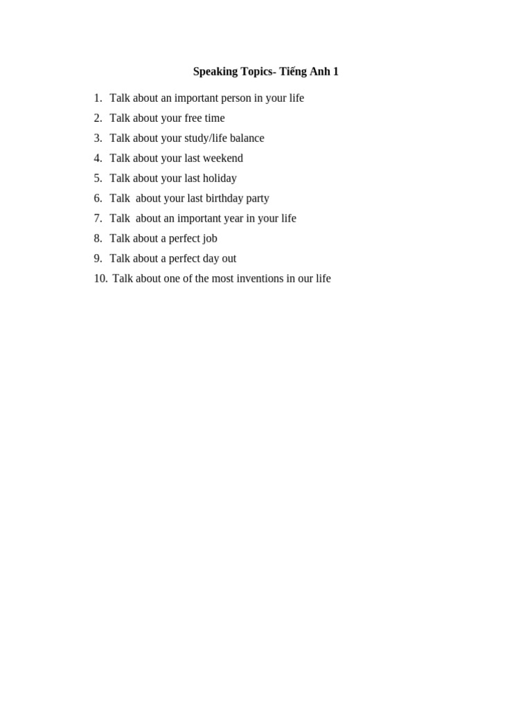 English Speaking Topics for Beginners | PDF