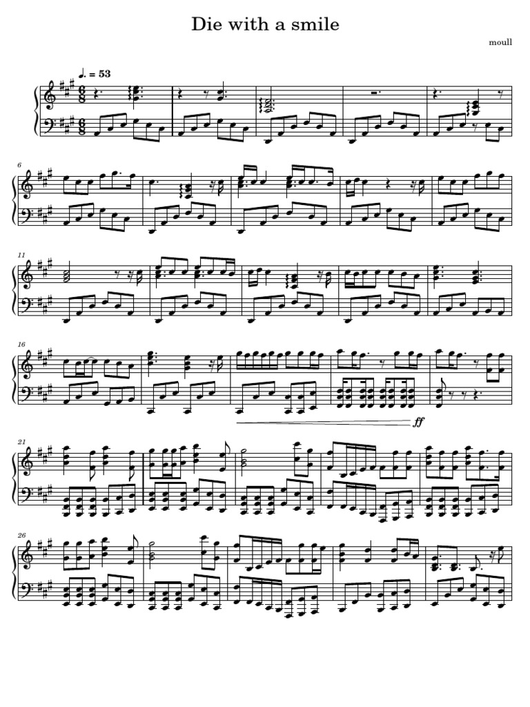 Die With A Smile Bruno Mars Piano Sheet | PDF
