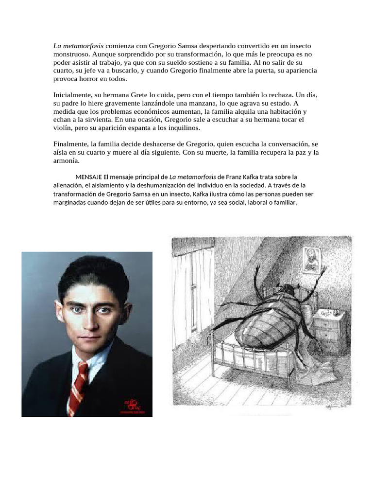 La metamorfosis de Gregorio Samsa | PDF