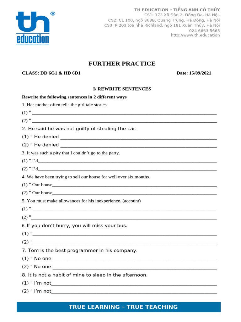 6d 6g Practice Exercises 1 | PDF