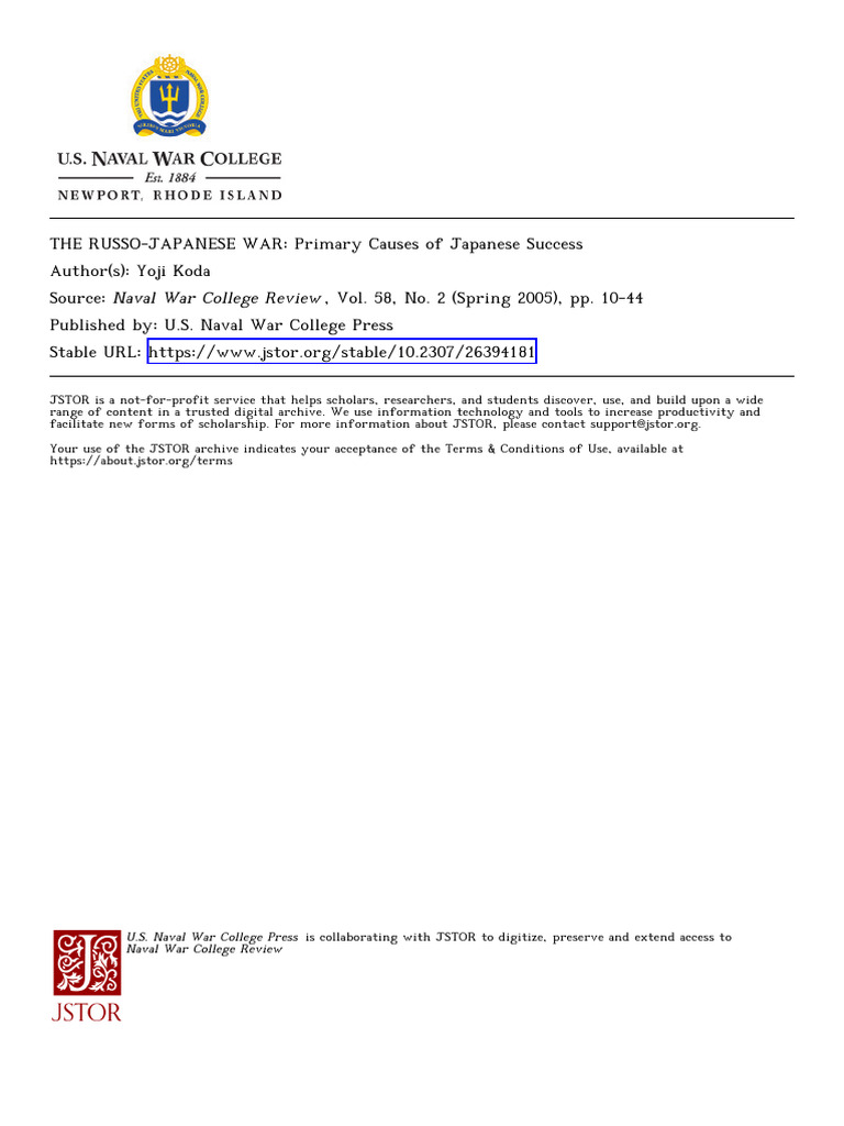 THE RUSSO-JAPANESE WAR: Primary Causes of Japanese Success | PDF ...