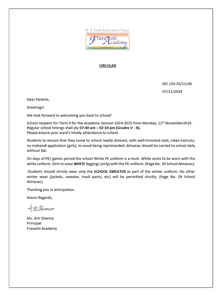 Reopening Circular | PDF