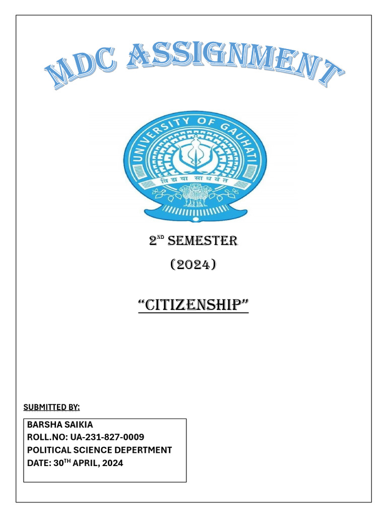 1ST Semester Pol Ass FP Basha MDC | PDF