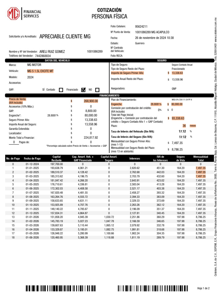 MG5 Excite 36 Meses | PDF | Interés | Economias