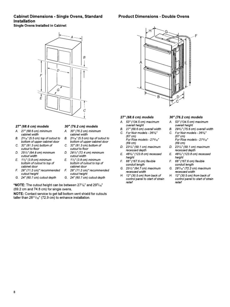 Jenn Air Double Oven Cutout | PDF