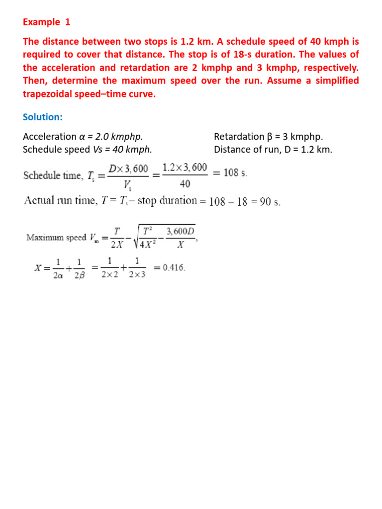Acceleration Sums in Train Scheduling | PDF