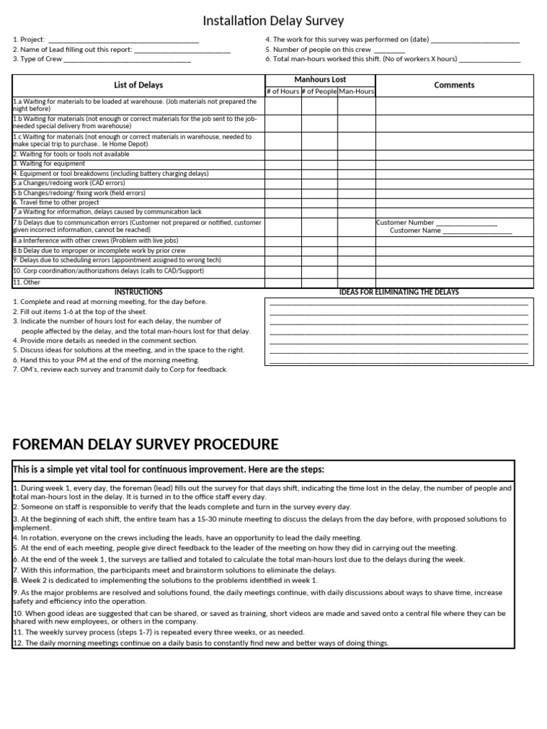 Foreman Delay Survey | PDF | Business