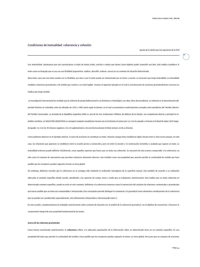 Condiciones de Textualidad | PDF | Comunicación | Conjunto (Matemáticas)
