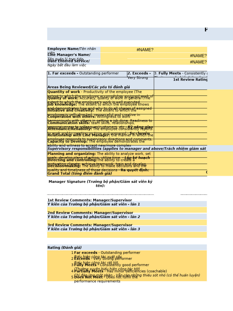 Fed English - Probationary Performance Review | PDF