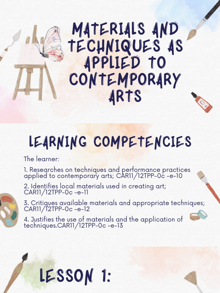 Contemporary Arts: Materials & Techniques | PDF | Drawing | Canvas