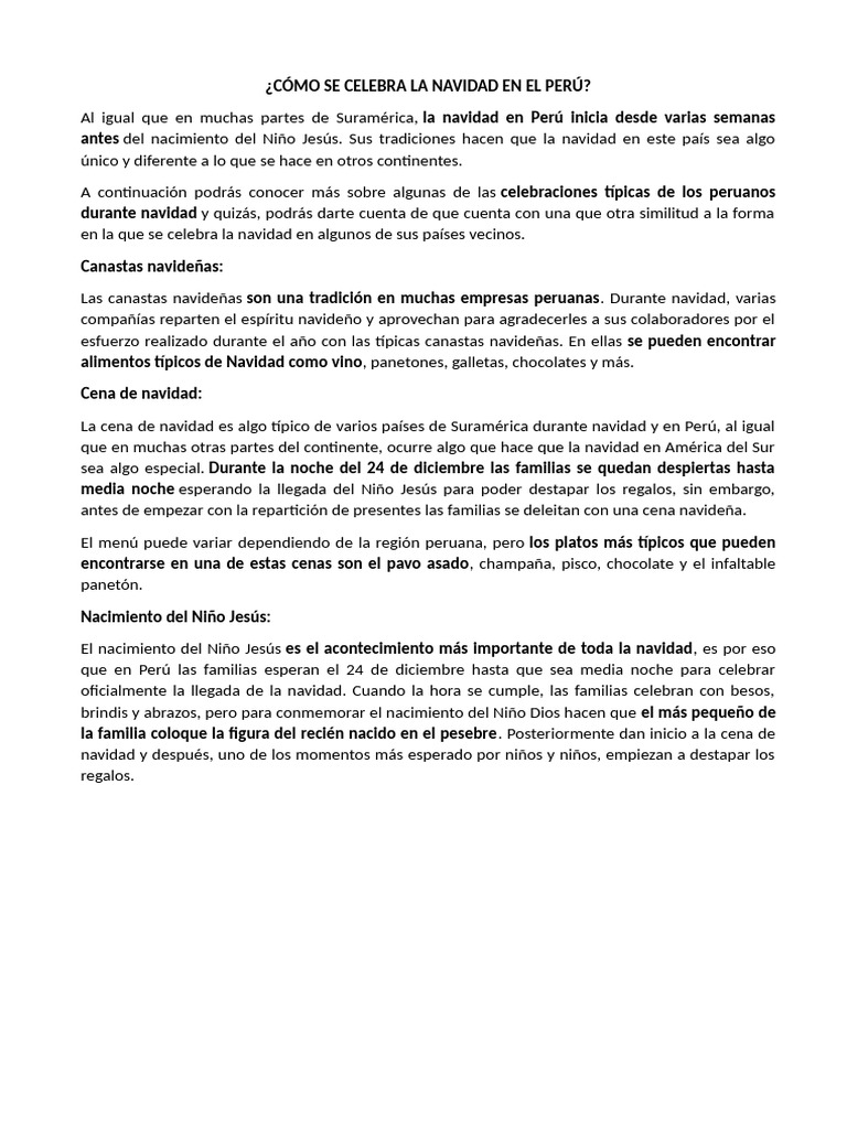 Cómo Se Celebra La Navidad en El Perú | PDF | Nochebuena | Navidad