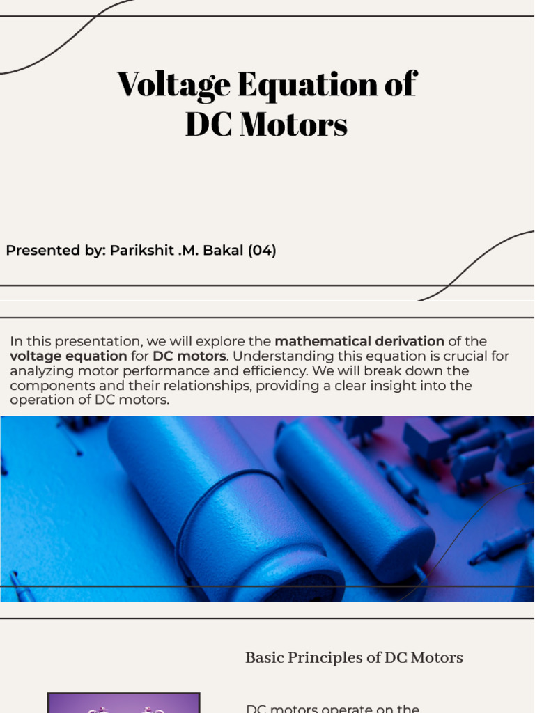 Slidesgo Mathematical Derivation of The Voltage Equation For DC Motors ...