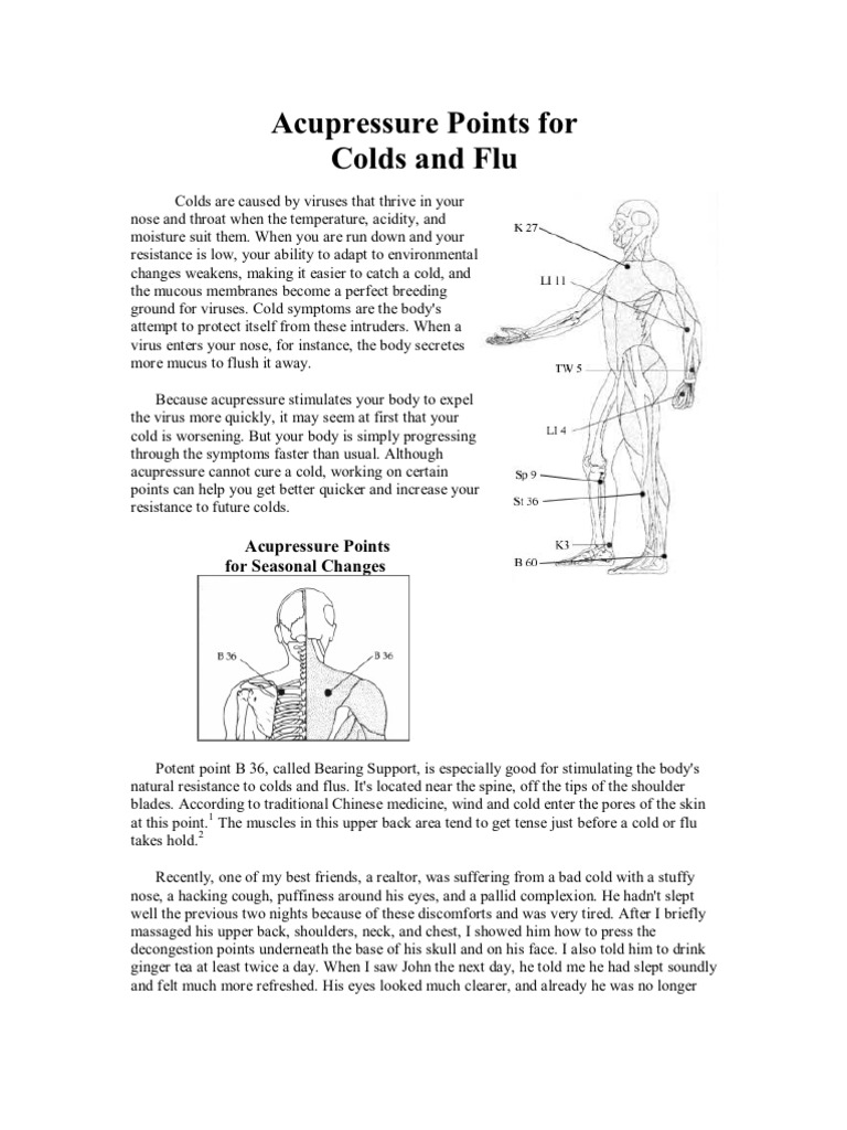 Acupressure Points | PDF | Common Cold | Finger