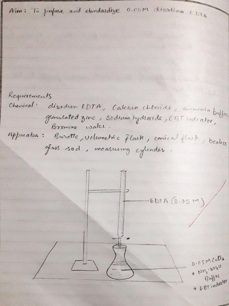 To Prepare and Standardize 0.05 M Disodium EDTA, Analysis Practical | PDF