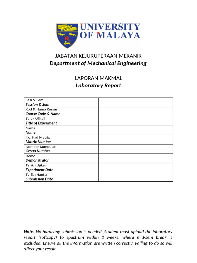 Mechanical Engineering Lab Report Guide | PDF