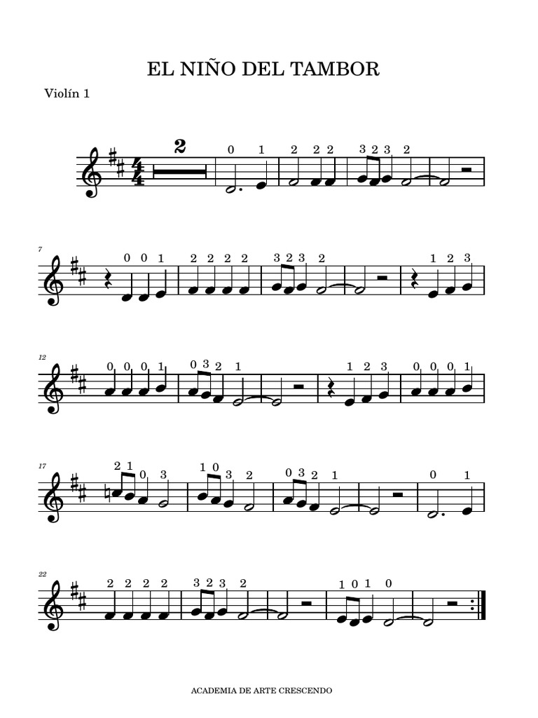 EL NIÑO DEL TAMBOR-Violín - 1 | PDF