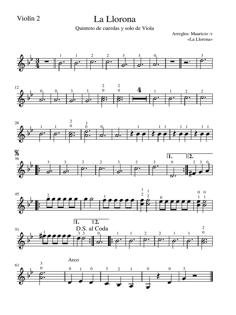 LA LLORONA-Violín - 2 | PDF