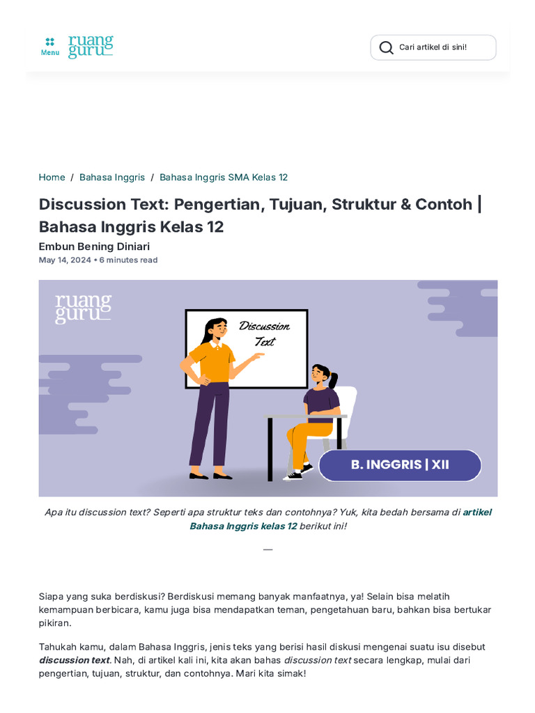 Discussion Text - Pengertian, Tujuan, Struktur & Contoh | PDF