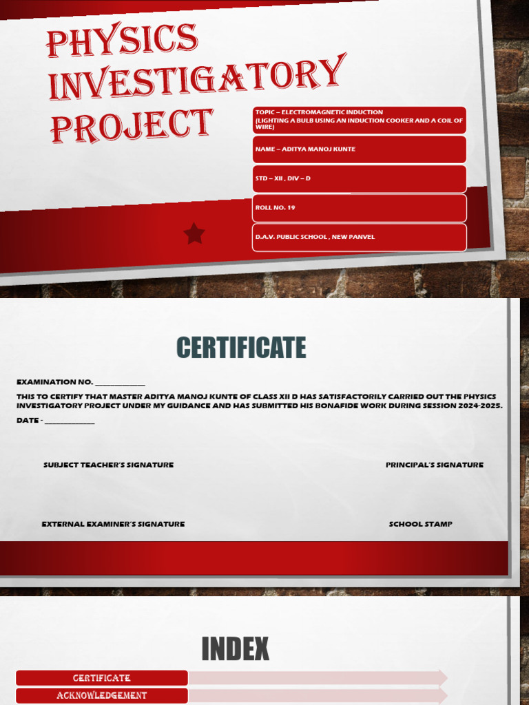 Physics Investigatory Project Aditya | PDF | Electromagnetic Induction | Inductor