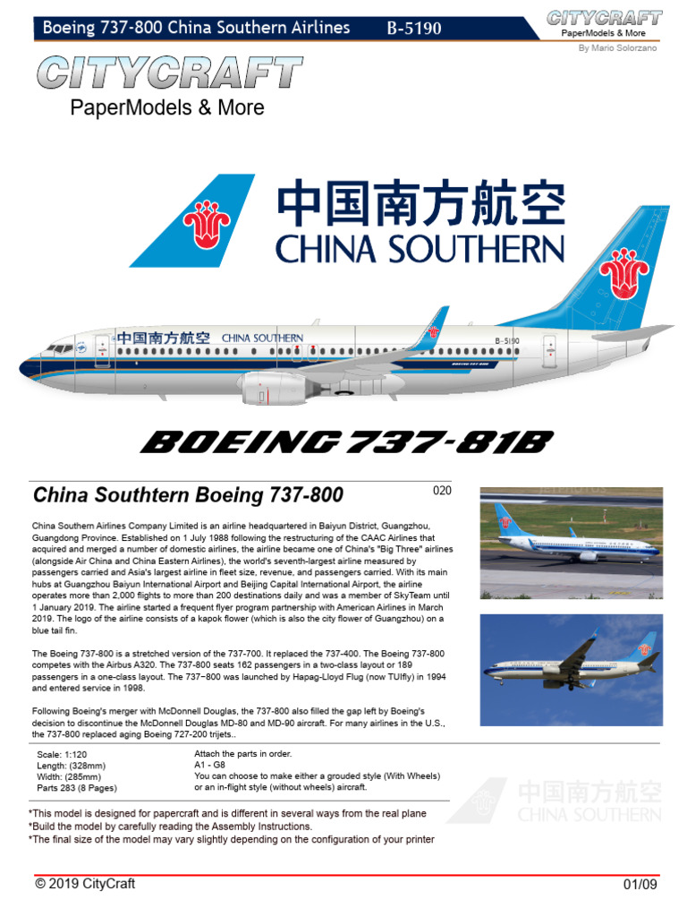Boeing 737-800 Papercraft Model | PDF | Civil Aviation | Transport ...