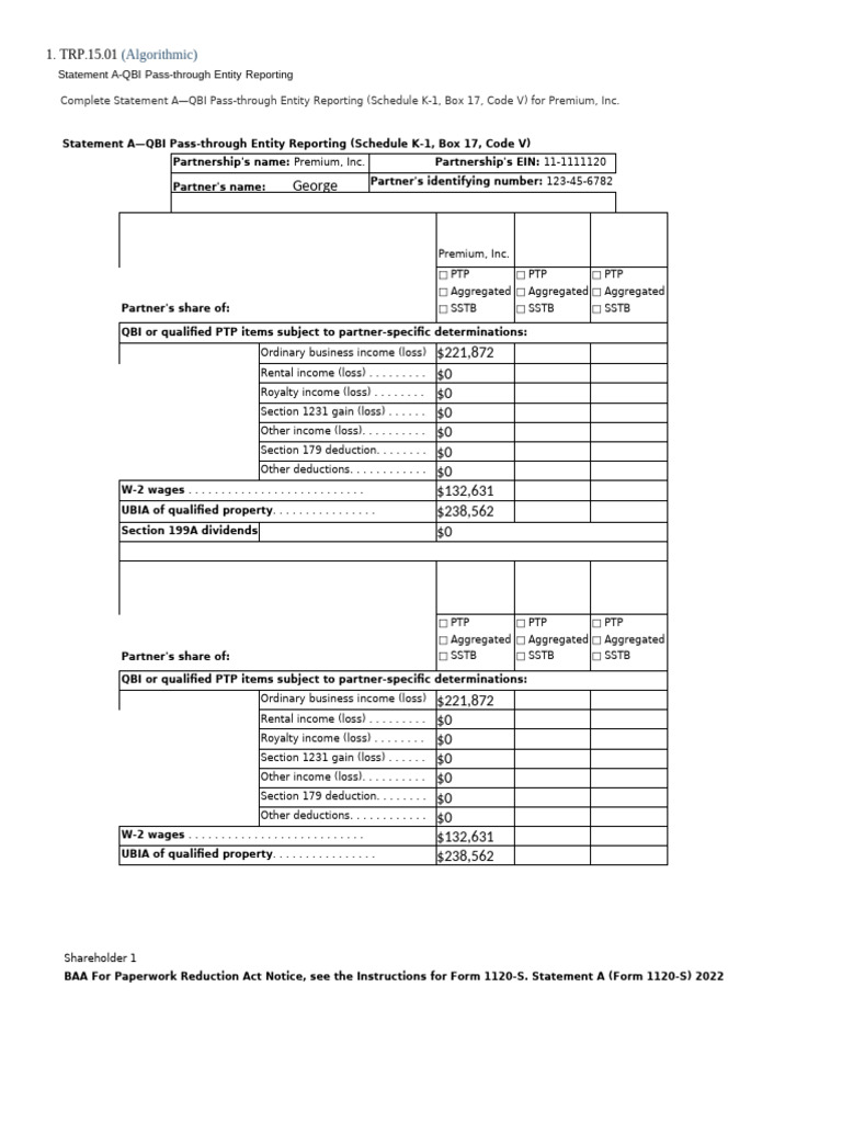 Statement A Qbi Pass Through Entity Reporting For George Smith Pdf 2781