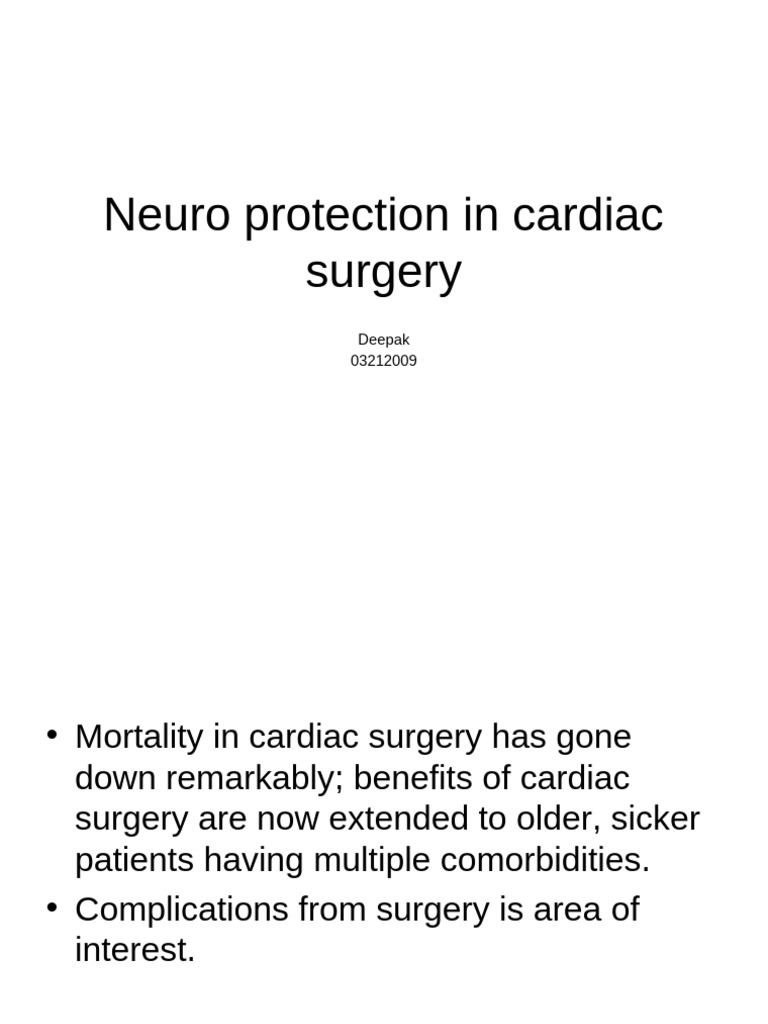 Neuro Protection in Cardiac Surgery | PDF | Stroke | Coronary Artery ...