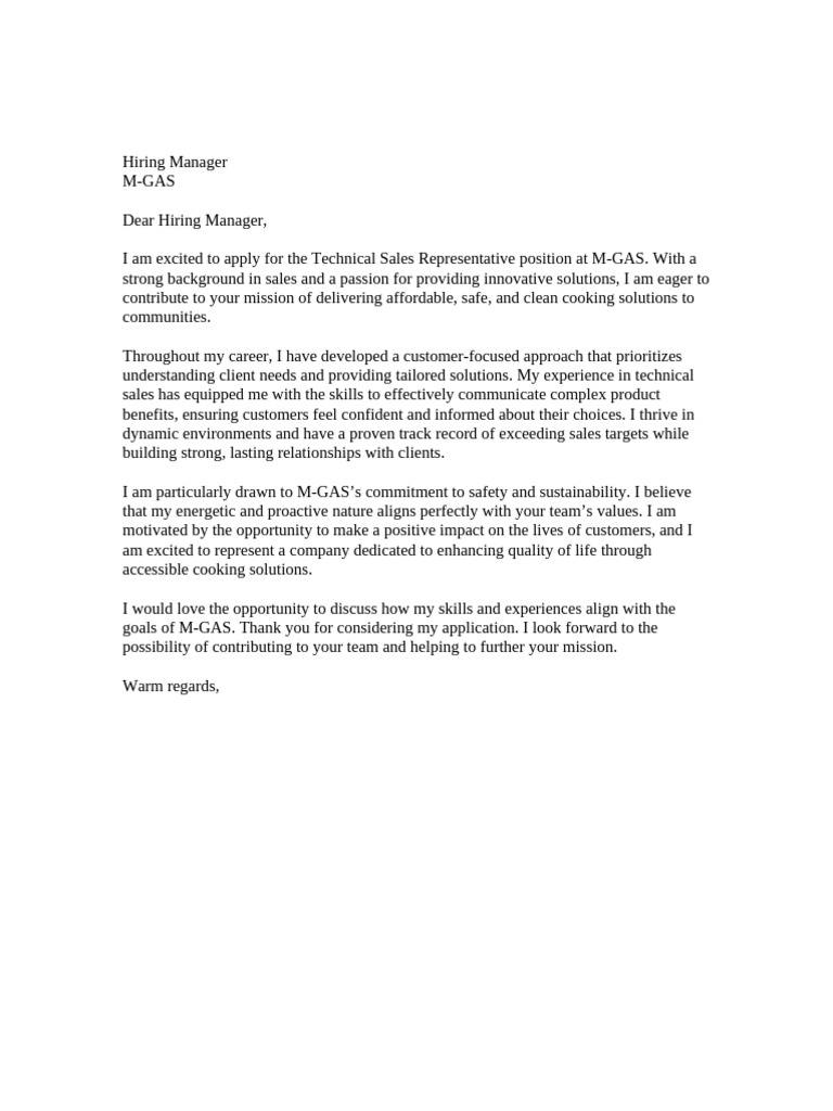 M-Gas Cover Letter | PDF