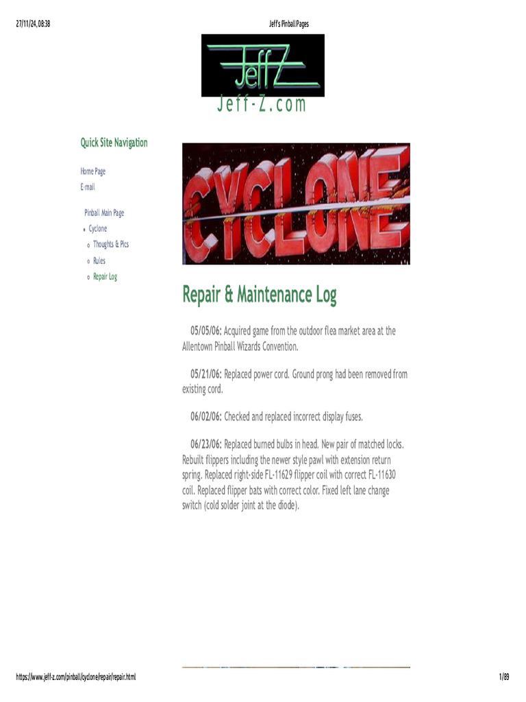 Jeff_s Pinball Pages | PDF