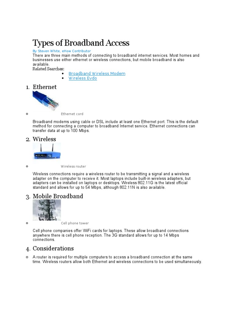 Types Of Internet Connections