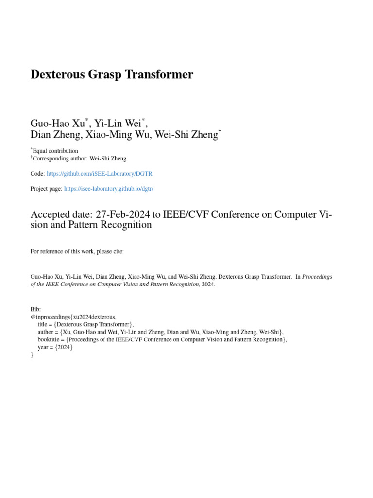 Dexterous Grasp Transformer Model | PDF | Data Compression | Applied Mathematics